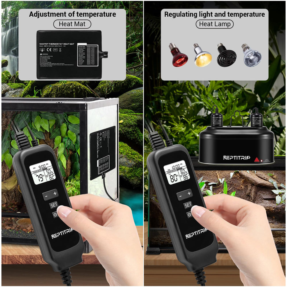 REPTITRIP Reptile Dimming Thermostat — Adjustable Day & Night Temperat ...