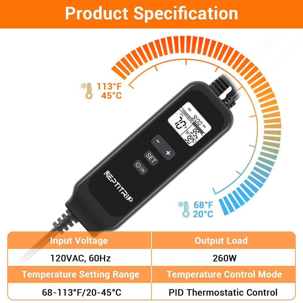 REPTITRIP Reptile Dimming Thermostat — Adjustable Day & Night Temperat ...