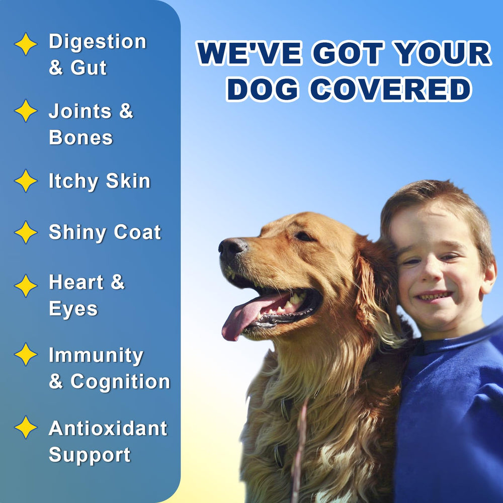 SHINEPAWS Dog Multivitamin Powder with Probiotics, Glucosamine & Omega ...