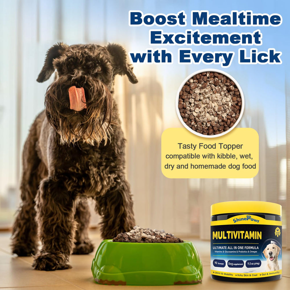 SHINEPAWS Dog Multivitamin Powder with Probiotics, Glucosamine & Omega ...