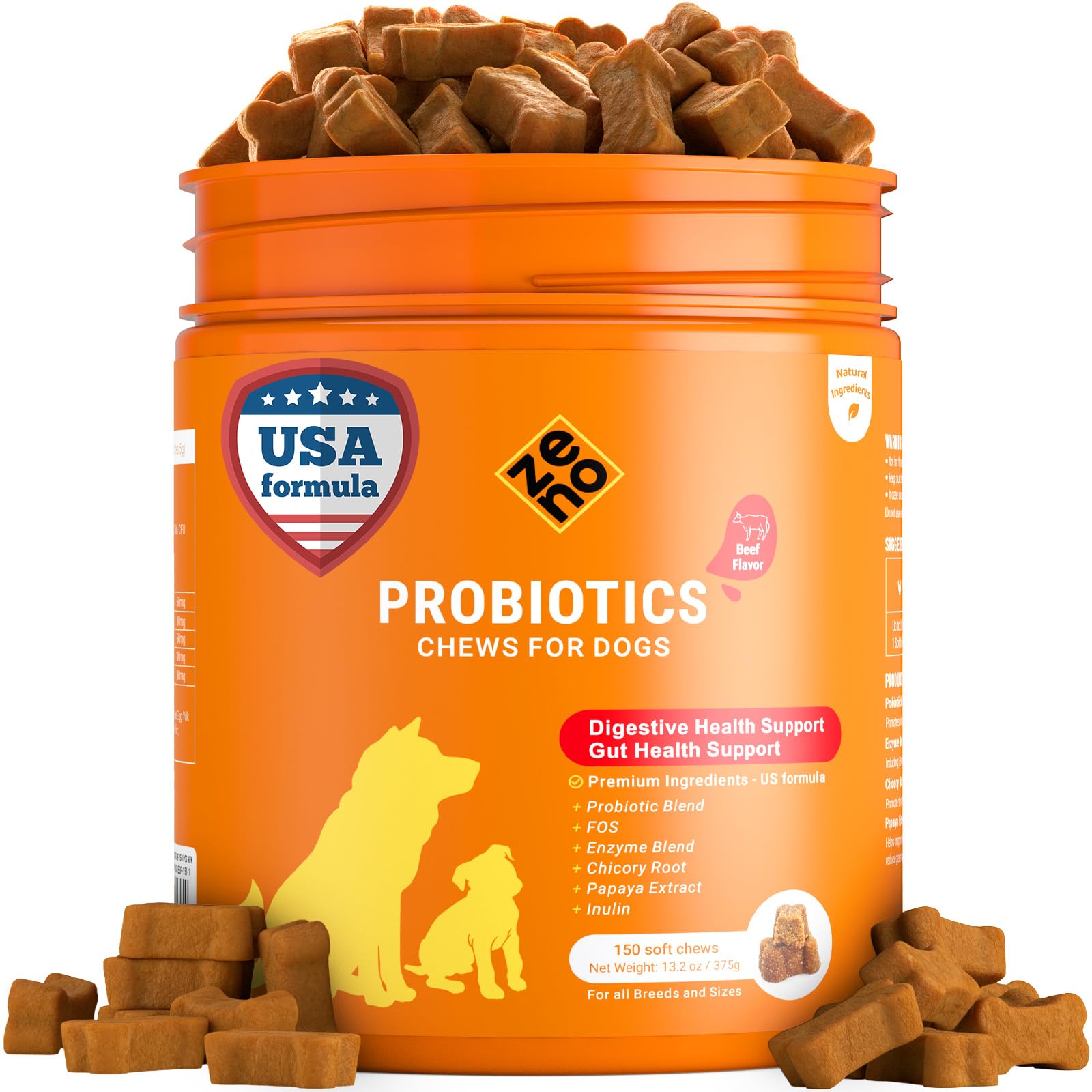 ZENO Probiotics for Dogs Chews — Digestive Support, Vet-Approved US Fo ...